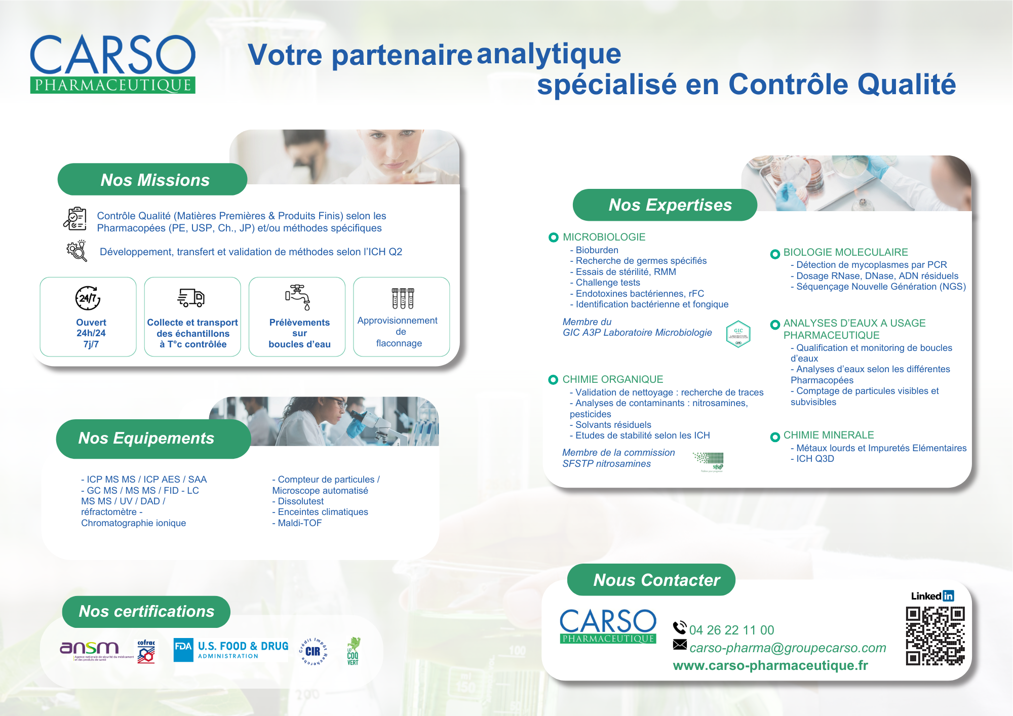 Nos prestations - Carso pharmaceutique